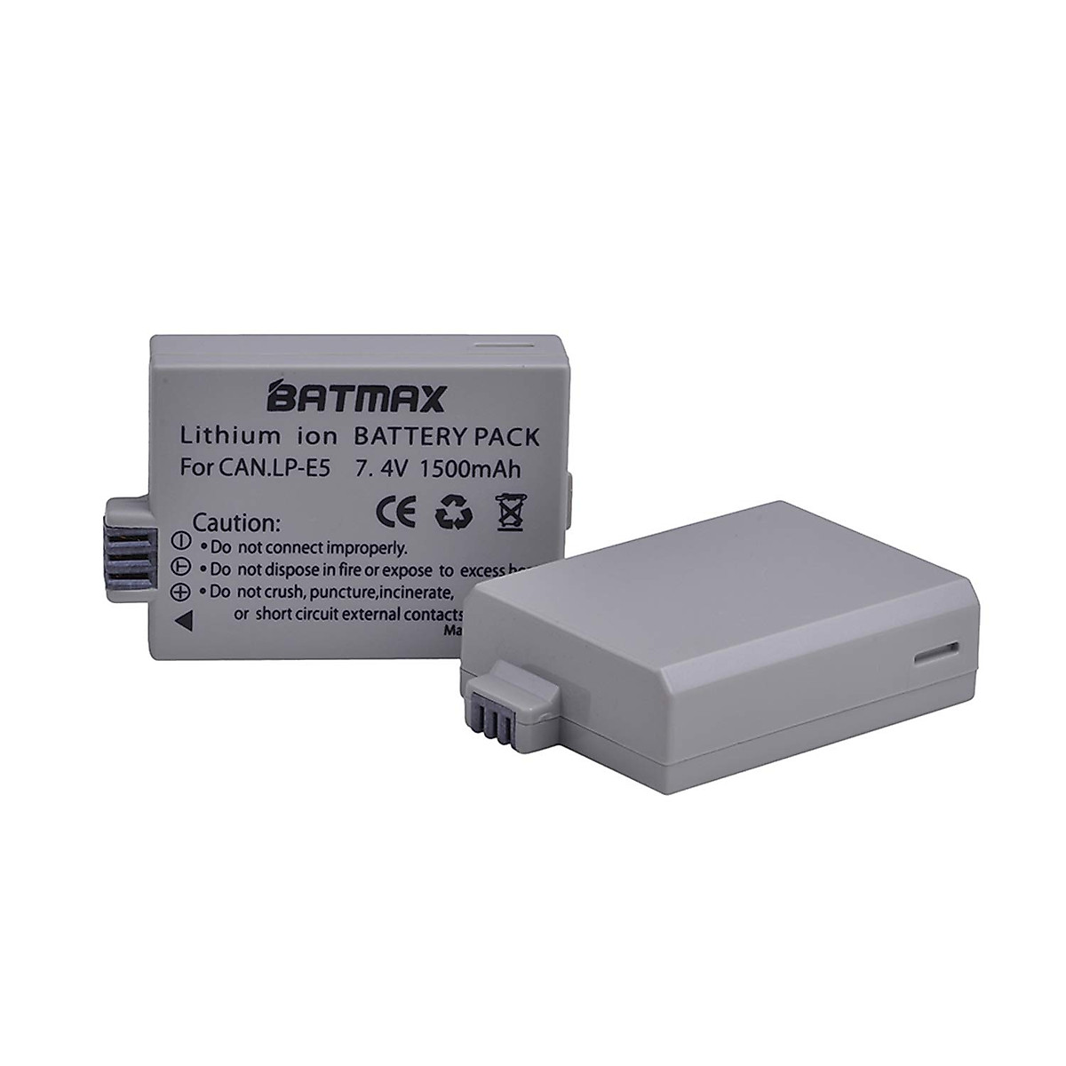 Batmax 2Packs LP-E5 Battery + LCD Dual USB Charger with Type C Port for Canon EOS Rebel XS, Rebel Xsi, Rebel T1i, 1000D, 500D, 450D, Kiss F, Kiss X2, Kiss X3