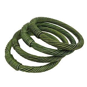 Geesatis 4 Pcs Rattan Purse Handbag Handles Inside Diameter 10 cm / 4 inch Bag Handles for Bag Making Handicraft DIY Bags Accessories, Green