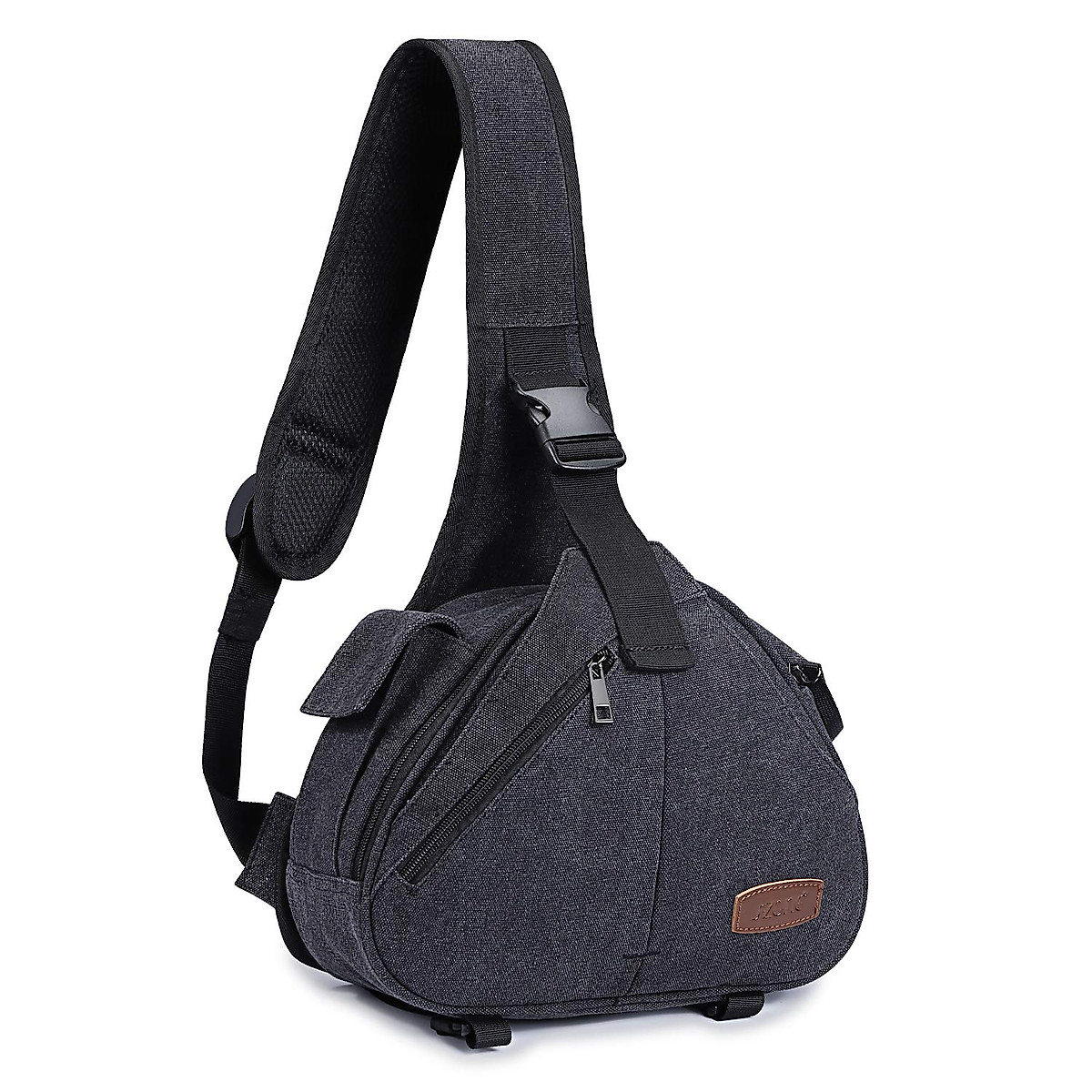 S-ZONE Canvas Camera Sling Bag DSLR Lens Anti-theft Backpack Shoulder Crossbody Case with Tripod Holder