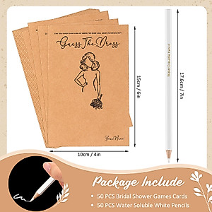 Fulmoon 50 Packs Guess The Dress Bridal Shower Games for Guests Include Wedding Shower Games Cards and Water Soluble Pencils Fun Wedding Decorations Party Supplies Games Ideas(Brown)