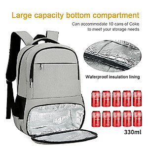 Lunch Backpack, Insulated Cooler Backpack Fits 15.6 Inch Laptop, Water-Resistant Backpack with USB Charging Port for Men, for Work Beach Camping Picnics Hiking,Dark Grey