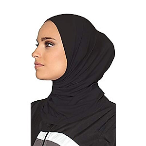 GERINLY Black Under Hijab Scarf Women's Ninja Jilbab Cap Stretch Full Neck Coverage Hijabs for Sport (Black)