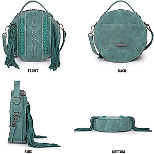 Montana West Fringe Western Purses for Women Crossbody Bag Circle Round Bag Vintage Shoulder Handbag MW1054-118CF