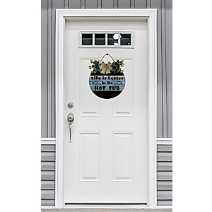 TYmall Retro Hot Tub Sign Funny Farmhouse Life is Better in The Hot Tub Wooden Hanging Sign Rustic Retro Wall Art Decor for Home Decoration 11Inch