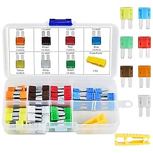 MuHize 105PC Micro2 Fuse Assortment Kit - Upgraded Automotive Blade Fuses (5A,7.5A,10A,15A,20A,25A,30A), with Puller Tool for Car Boat Truck SUV RV