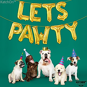 KatchOn, Lets Pawty Balloons Gold - 16 Inch | Lets Pawty Banner, Pawty Birthday Decorations | Dog Birthday Balloons, Lets Pawty Birthday Decorations | Dog Birthday Banner, Dog Birthday Party Supplies