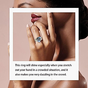 MJJLT Super Flash Diamond Ring， Bridal Set Elegant Rings Women Wedding Engagement Fashion Jewelry，Full Shiny Cubic Zircon Female Ring-No.8