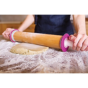 Bakelicious Adjustable Rolling Pin, Wood and Nylon, 12-Inch Barrel
