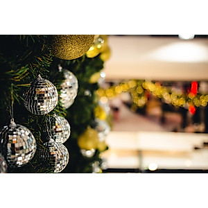 The Dreidel Company Mirror Disco Ball 2" Inch Silver Hanging Ball with Attached String for Hanging, Reflects Light, Party Favor (Pack of 24)