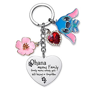 Stitch Gifts Cute Keychains Ohana Means Family Friendship Gift Stich Stuff Ornament Heart Keychain Birthday Present