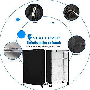 Sealcover Wire Shelving Cover Wire Rack Cover, High Density Shelf Cover 36"*14"*71", Black Storage Rack Cover Used to Cover Sundries.