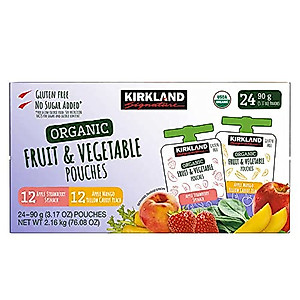 Kirkland Signature Organic Fruit & Vegetable Pouches (24/3.2 Oz Net Wt 76.8 Oz),