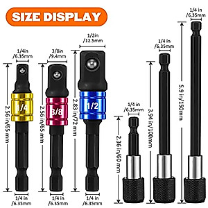 23 Flexible Drill Extension Hex Shank Drill Bit Kit Rotatable Joint Socket 1/4 3/8 1/2 Inch Hex Socket Adapter Socket Bendable Drill Bit Extension Screwdriver 105 Degree Angle Drill Bit Extension