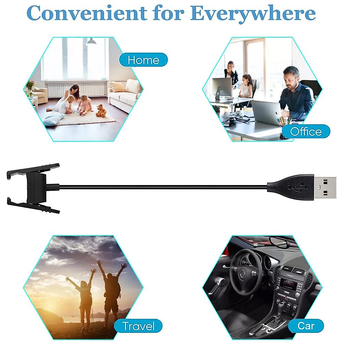 Threeeggs Compatible with Fitbit Charge 4 Charger, Replacement USB Charging Cable Cord for Charge 4 / Charge 3 Smartwatch 55cm/1.8ft (2)