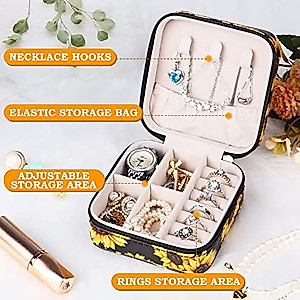 Travel Jewelery Case,Travel Essentials for Women Small Jewelry Box,Mini Travel Jewelry Organizer,Birthday Gifts for Women Bridesmaid Gifts Graduation Gifts for Girls Girlfriend Mom Wife Sunflower