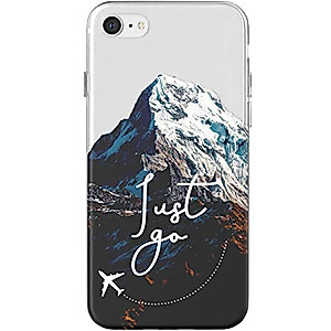 Toik Slim TPU Case for Apple iPhone 11 Pro Xs Max Xr 10 X 8 Plus 7 6s 5s SE Clear Protective Print Lightweight Gift Just Go Flexible Girls Travelling Cover Adventure Plane Women Silicone Mountain