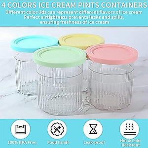 EVANEM Creami Containers, for Ninja Creami Accessories,24 OZ Ice Cream Containers Pint Bpa-Free,Dishwasher Safe for NC501 Series Ice Cream Maker