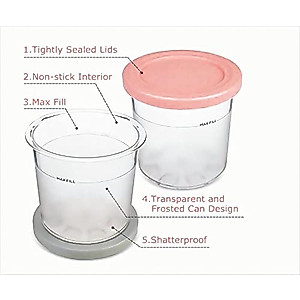 Akmazousa Pints Containers with Lids Ice Cream Pint Containers Replacement for Ninja Creami Pints and Lids 4 Color Lids Ice Cream Storage Containers Bpa-Free & Dishwasher Safe (4 Pack-Pink/Grey/Blue/Green)