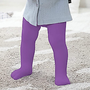 Zando Girls Dance Tights Stretchy Comfort Leggings Colorful Pants Elastic Ballet Footed Tight for Girl Purple 3-6 Years