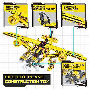 STEM / Building Toy for Ages 5, 6, 7, 8, 9, 10, 11, 12 Years Old Kid, Boy, Girl - 2-in-1 Truck Airplane Take Apart Toy, 361 Pcs DIY Building Kit, Learning Engineering Construction Toy, Ideal Gift