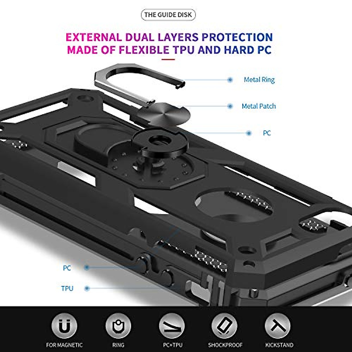 LeYi Compatible for iPhone se Case 2016 (Not Fit 2020), iPhone 5s Case, iPhone 5 Case, Armor Full-Body Phone Cover Case with 360 Degree Rotating Holder Kickstand for iPhone 5/5s/se, Black