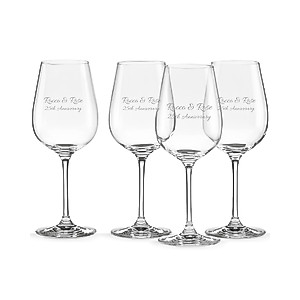 Lenox Personalized Tuscany Pinot Grigio Wine Glasses, Set of 4 Custom Engraved Crystal Wine Glasses for Pinot, Riesling, Chardonnay, Sauvignon Blanc and More