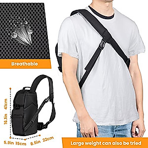 TARION Camera Sling Bag DSLR Sling Backpack for Photographers with Waterproof Rain Cover Tripod Holder Sling Pack Camera Bag Backpack Photography Slingpack Crossbody Bag for Hiking Travel Black TRS