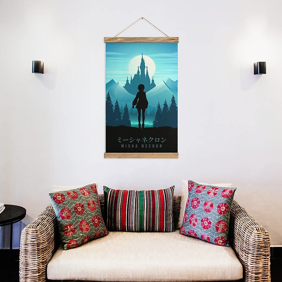 BAWUTZ Misha Necron Maou Gakuin Scroll Poster Wall Fabric Decor Hanging Paintings Wood Frame Hanger Magnetic Kit Holder Print Picture for Living Room Bedroom Decoration