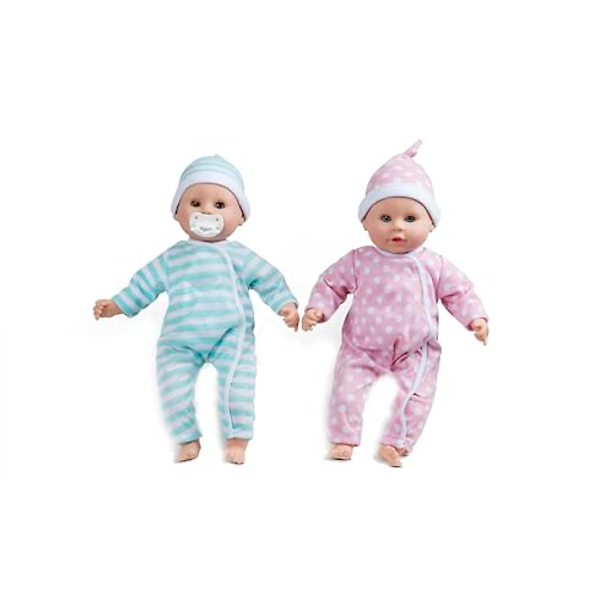 Melissa & Doug Mine to Love Twins Luke & Lucy 15” Light Skin-Tone Boy and Girl Baby Dolls with Rompers, Caps, Pacifiers - Twin Baby Dolls, First Baby Dolls For Toddlers 18 Months And Up