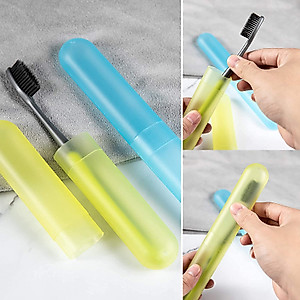 20 Pcs Travel Toothbrush Case Holder, Plastic Portable Toothbrush Storage, 7 Assort Color Toothpaste Case Cover Protector, Great for Travel, Business, Camping, School Use, Multicolor