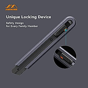 JIMIHOME Household Tool Essential Utility Knife Pack（2 PCS）Stainless Steel ABS Retractable SK2 Snap-off Blade Snapper 2 Spare Blades Change Light Duty Home Office Box Carton Cardboard Paper Cut