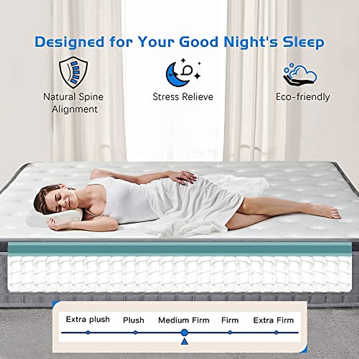 MICOOLS Full Mattress,10 inch Hybrid Mattress in a Box Memory Foam Breathable Comfortable,Motion Isolation Individually Wrapped Coils,Euro Top Medium Firm Full Size Mattress