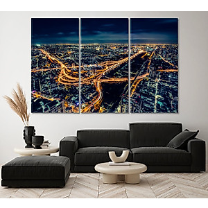 Bangkok Cityscape at Night Thailand Canvas Print 1 Panel / 36x24 inches