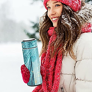 CaTaKu Green Gold Marble Water Bottle Insulated 16 oz Stainless Steel Flask Thermos Bottle for Coffee Water Drink Reusable Wide Mouth Vacuum Travel Mug