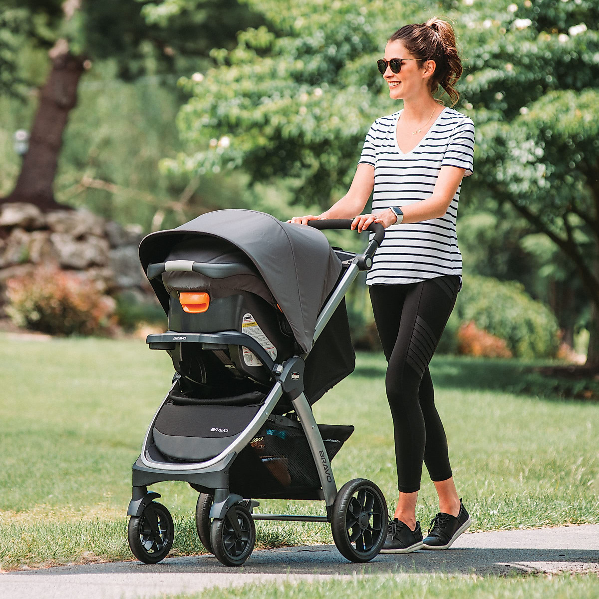 Chicco Bravo Quick-Fold Stroller - Black | Black & Fit2 Infant & -Toddler Car Seat - Venture | Grey