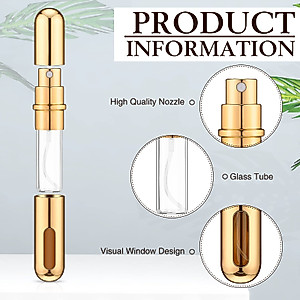 30 Pieces Refillable Perfume Atomizer Mini Refillable Spray Perfume Bottle in 5 ml with 10 Perfume Dispenser Pump Transfer Tool Travel Perfume Bottle Small Refillable Scent Pump Case (Multi Colors)