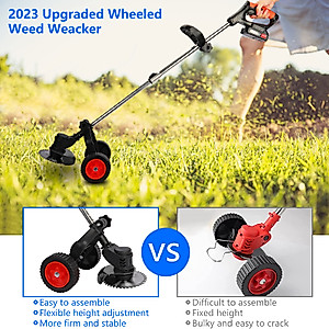 HEVIRGO Cordless String Trimmer & Edger, 21V 3 in 1 Electric Lawn Mower Weed Eater Cordless Electric Grass Trimmer Lawn Edger Brush Cutter for Yard and Garden, with 2.0Ah Batteries & Charger