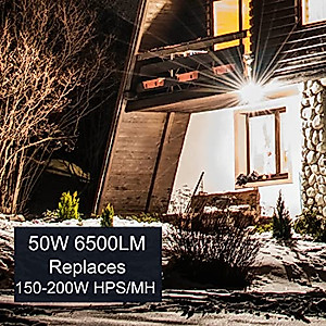 kadision LED Flood Light Outdoor with Dusk to Dawn Photocell, 50W 6500LM IP65 Waterproof Adjustable Knuckle Mount LED Flood Lights 5000K 100-277V ETL Listed