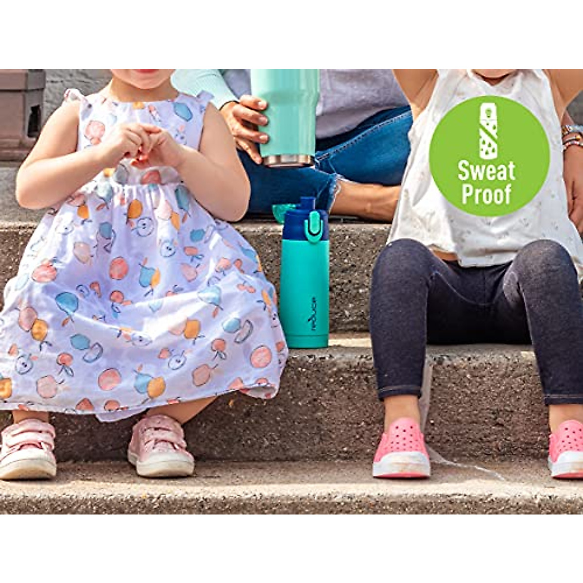 Reduce Water Bottle for Kids, Frostee 13 oz - Reusable Insulated Stainless Steel Water Bottle - Leak Proof and Hygienic Flip-Top Lid - Gripster Finish, Marine