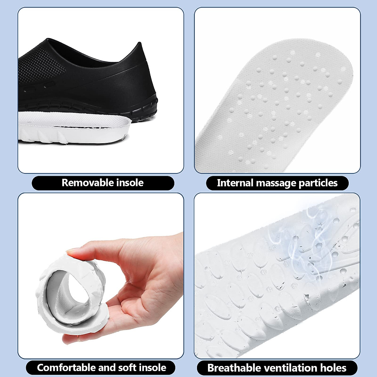 Slip Resistant Chef Shoes for Men Comfortable Waterproof Kitchen Women Holeless Clogs Indoor Outdoor Restaurant Nurse Garden Dishwasher Zapatos De Cocina para Hombres Black/Size 9.5