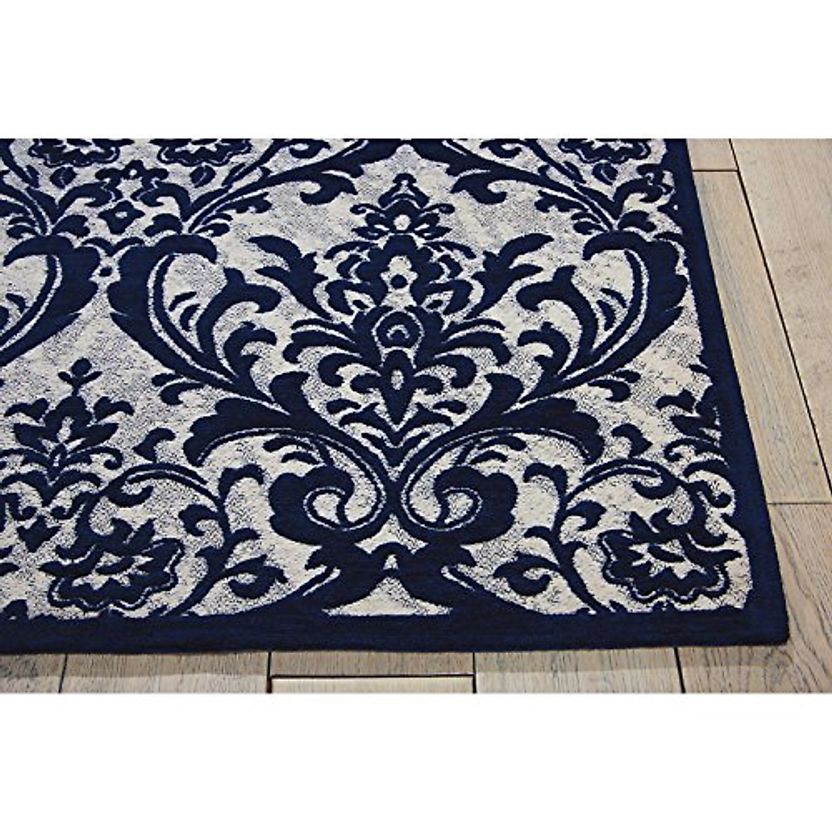 Nourison Damask Vintage Grey 8' x 10' Area -Rug, Easy -Cleaning, Non Shedding, Bed Room, Living Room, Dining Room, Kitchen (8x10)
