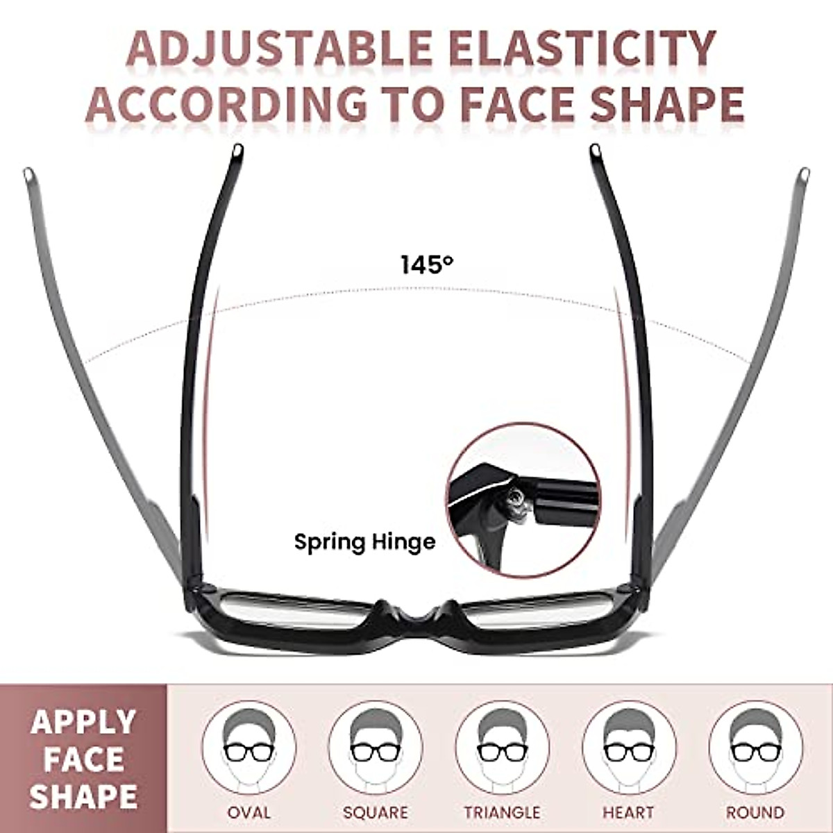 miyya 6 Pack Fashion Eyewear for Women, Blue Light Blocking/Anti UV Readers Oversized Square with Spring Hinge (M9 6 pack Mix, 1.50, multiplier_x)