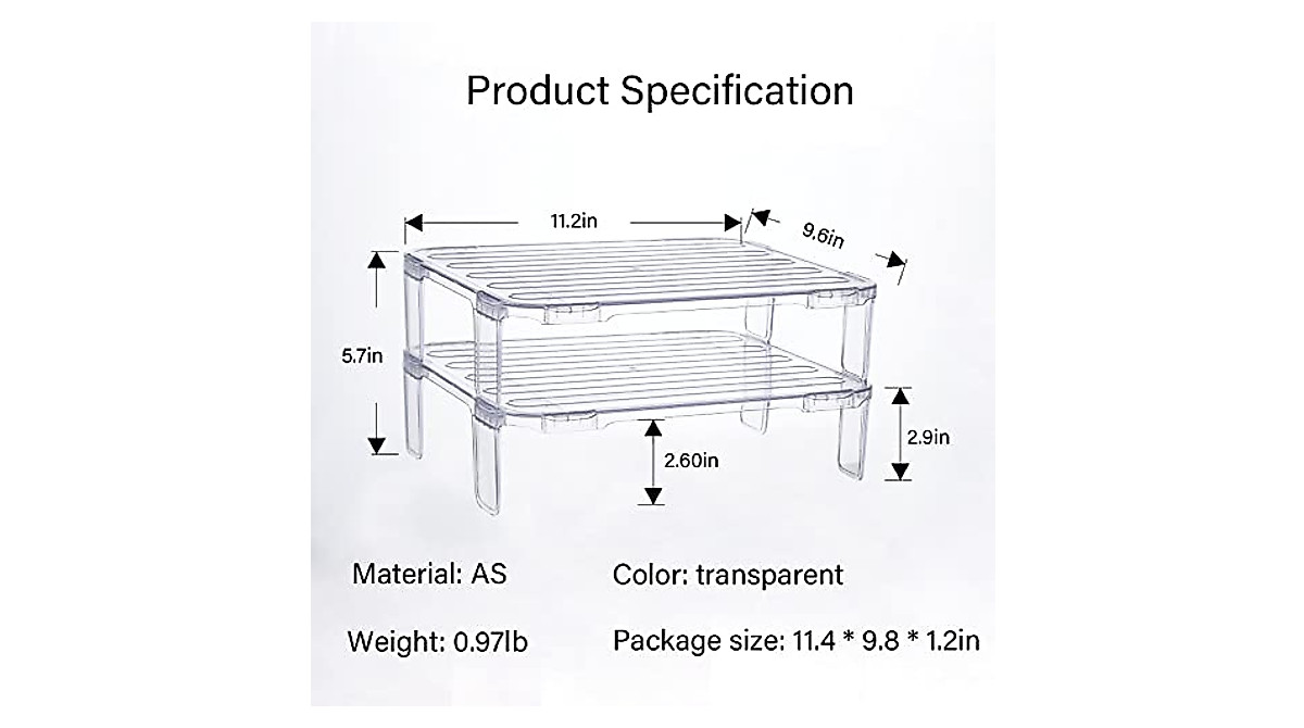 Refrigerator Organizer Shelf, Fridge Stackable Storage Rack 2 PACK ...