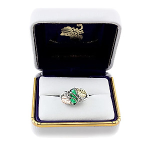 Marquise Synthetic Emerald May Birthstone Wrap Ring, Sterling Silver, 12k Green and Rose Black Hills Gold Size 9.25