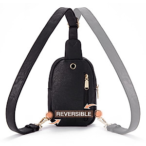 Telena Small Sling Bag for Women Leather Crossbody Fanny Packs Chest Bag for Women Black