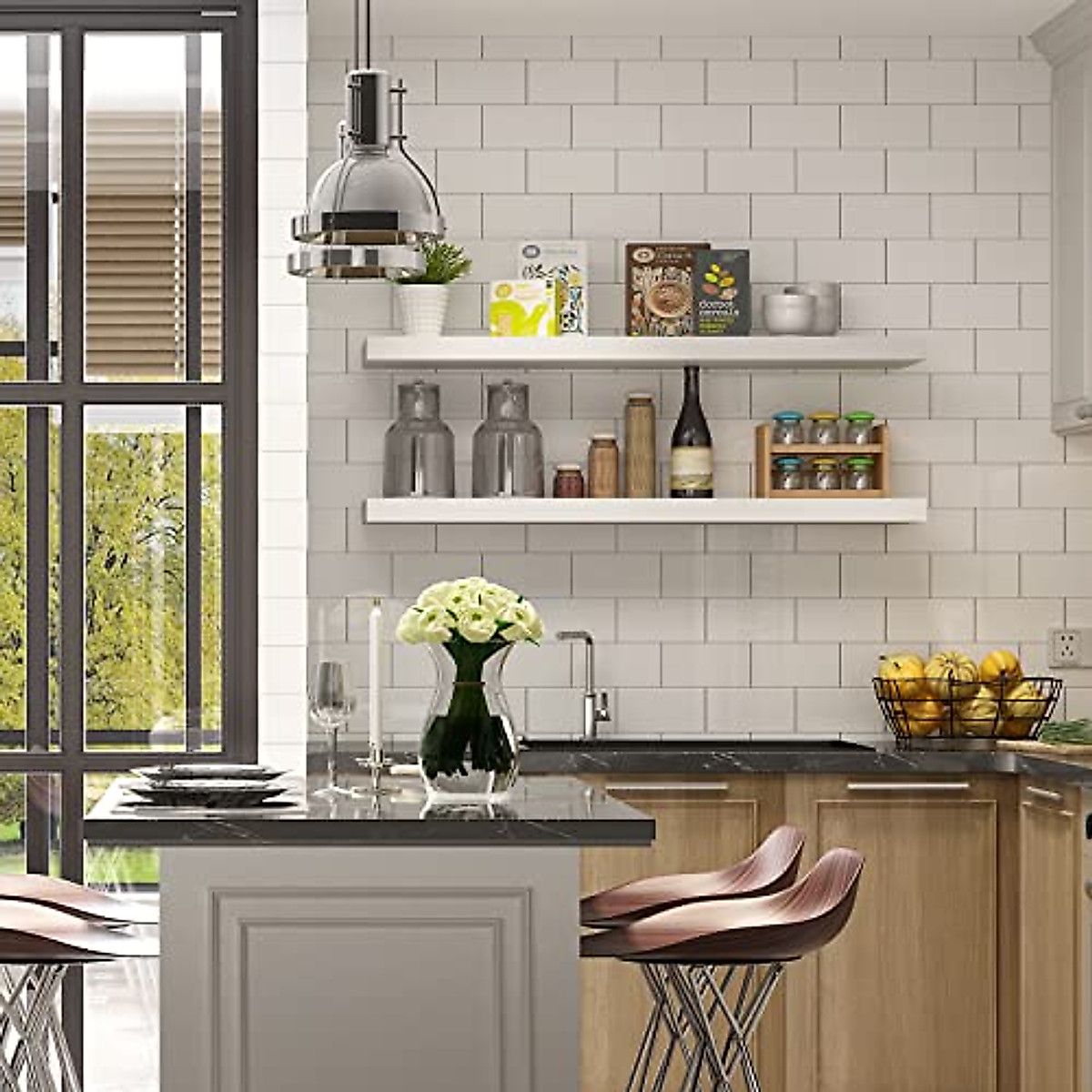 WELLAND 12" Deep White Floating Shelves, Floating Shelf Wall Shelf Display Floating Shelf, 47.24" L x 11.81" D x 2" T, Deeper Than Others, White