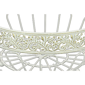 ROSYLINE 2 tier fruit basket, fruit bowl, multi-purpose kitchen and living room storage fruit and vegetable basket (White Brushed Bronze)