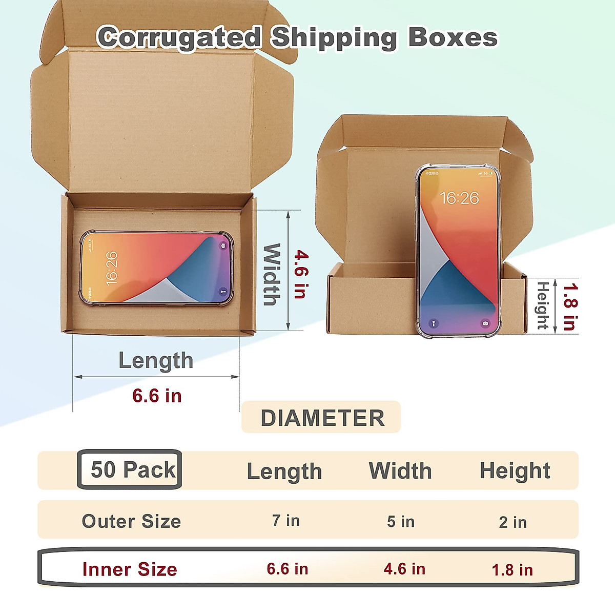 MEBRUDY 7x5x2 Inches Shipping Boxes Pack of 50, Small Corrugated Cardboard Box for Mailing Packing Literature Mailer