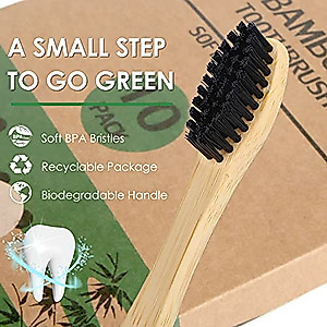 Miresico Bamboo Toothbrushes (10 Piece), BPA Free Toothbrush Medium Soft Bristles Bamboo, Eco-Friendly, Natural, Green Tooth Brushes, Biodegradable, Compostable & Organic Charcoal Wooden Tooth Brush