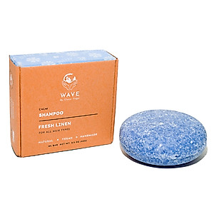 Clever Yoga Wave Fresh Linen Shampoo Bar - Moisturizing & Handmade Vegan Bar for Shiny Hair, Natural, Organic & Non-GMO Shampoo for Women & Men, 2.3 oz, Long-Lasting (80-120 Uses)